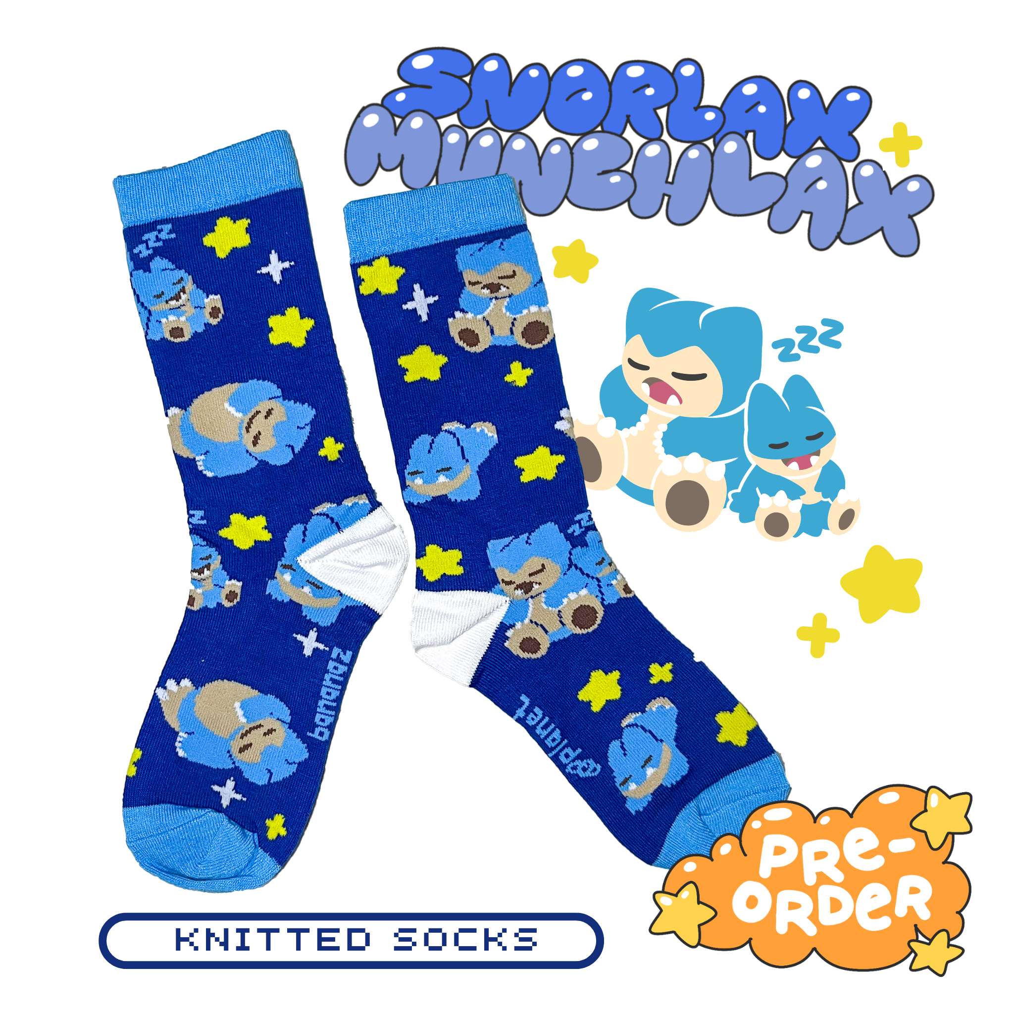 PRE-ORDER Knitted Snorlax-Munchlax "Sleepy" Socks – Bananaz Planet